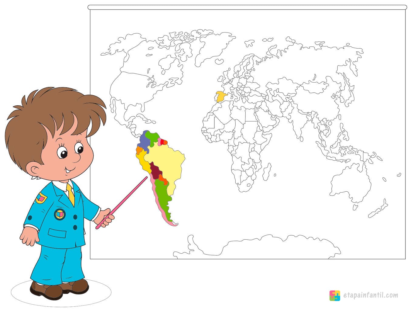 Mapamundi para colorear - Etapa Infantil