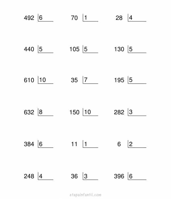 Fichas de divisiones para imprimir - Etapa Infantil