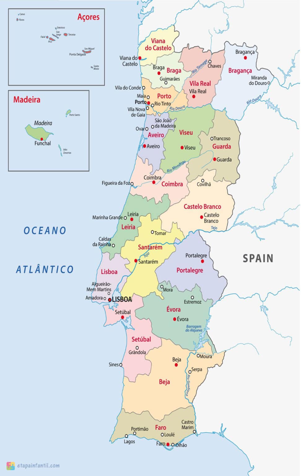 Mapas de Portugal para que los niños descubran este país - Etapa Infantil